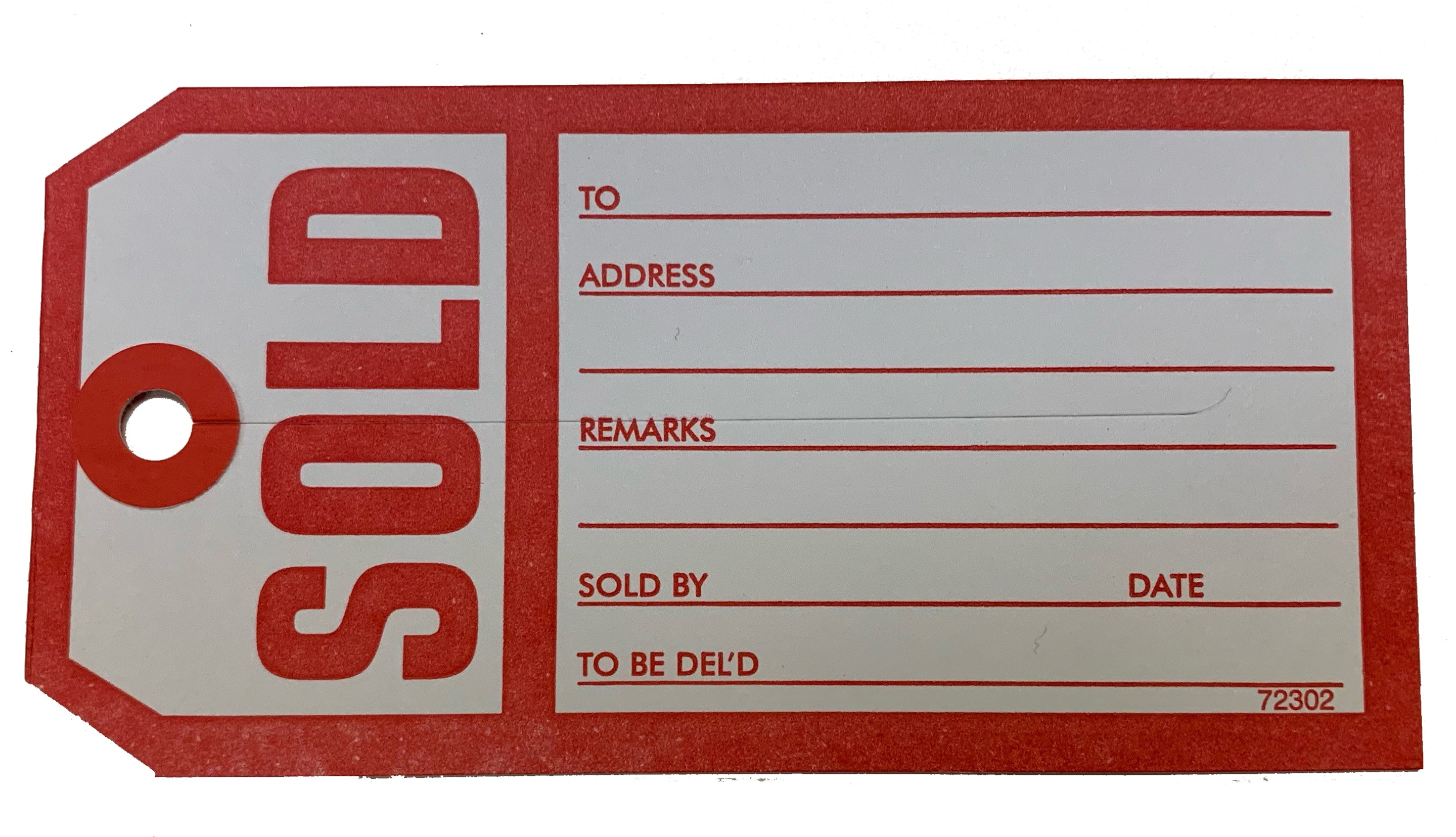 Sold Description Tag: (Pack of 100) Red/White Sold – Inform Promotions