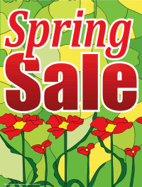 Spring Sale Signs | Plastic Window Sign (Flower Design) – Inform Promotions